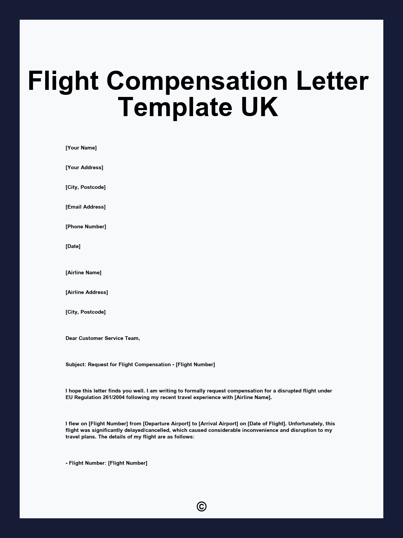 Flight Compensation Letter Template UK