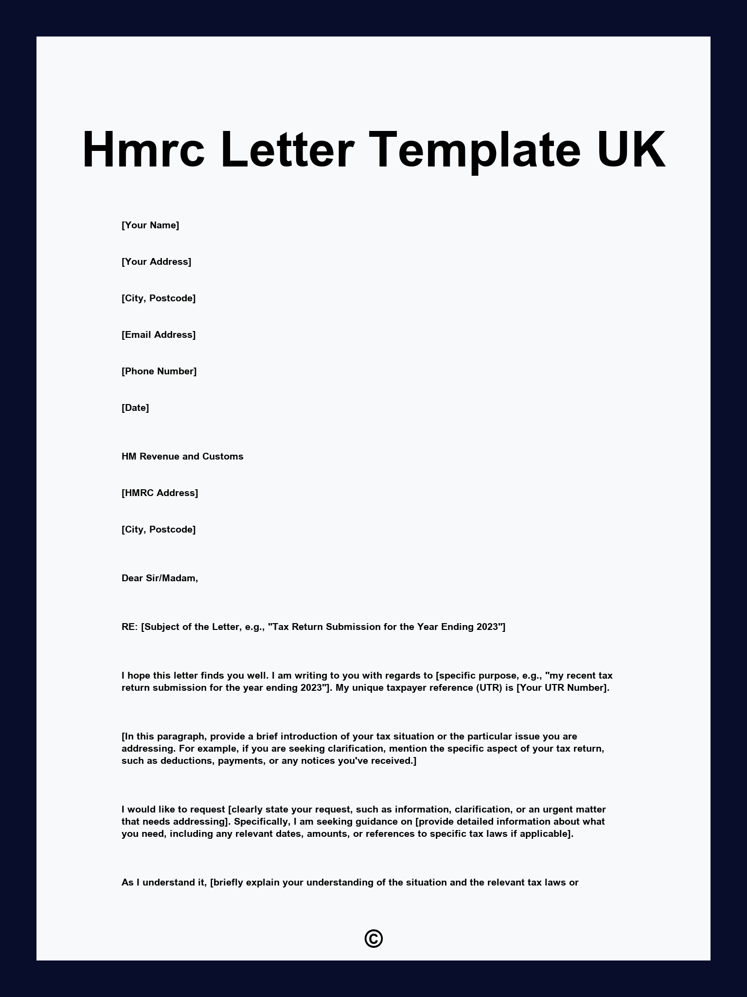 Hmrc Letter Template UK