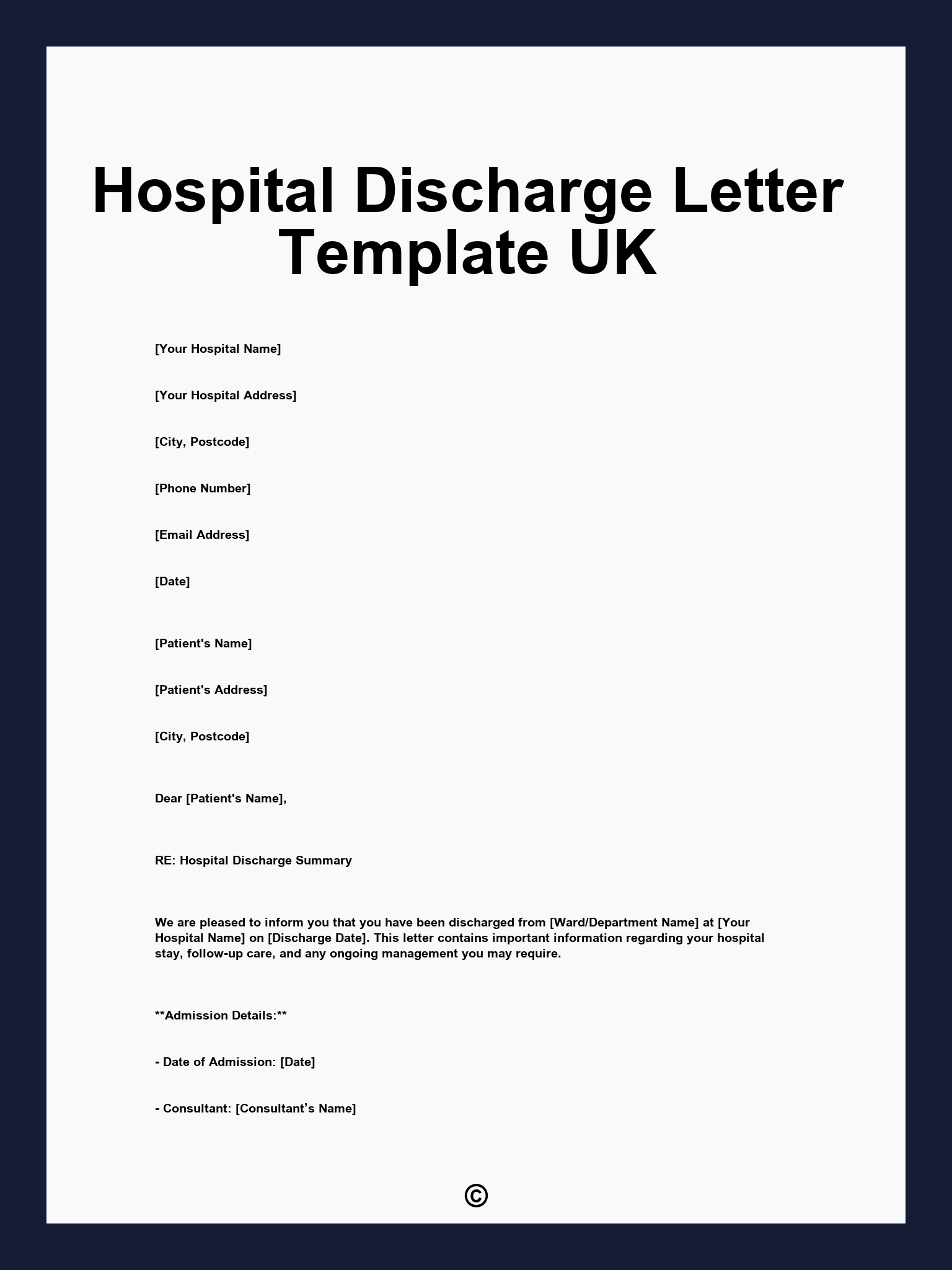 Hospital Discharge Letter Template UK