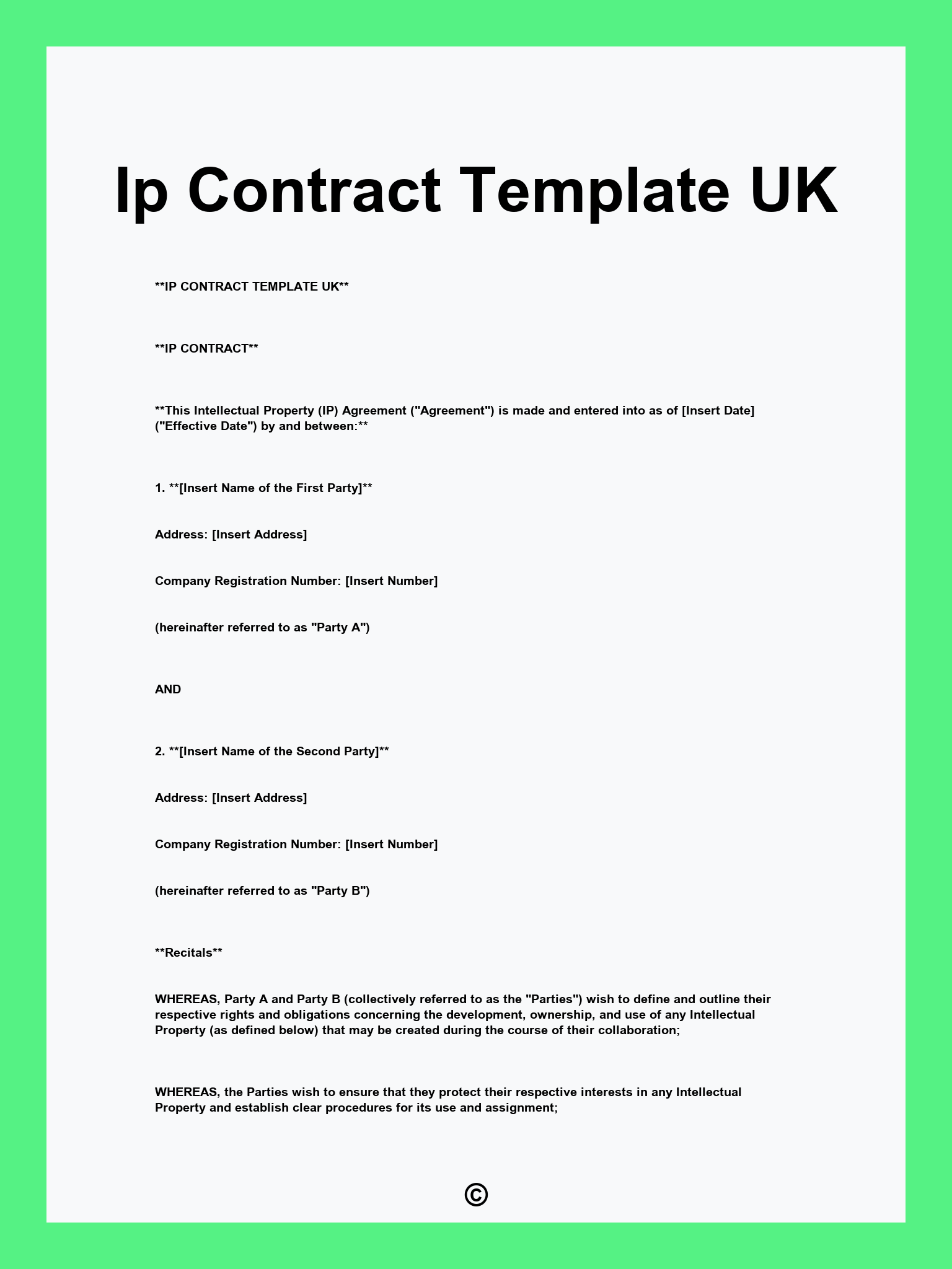 Ip Contract Template UK