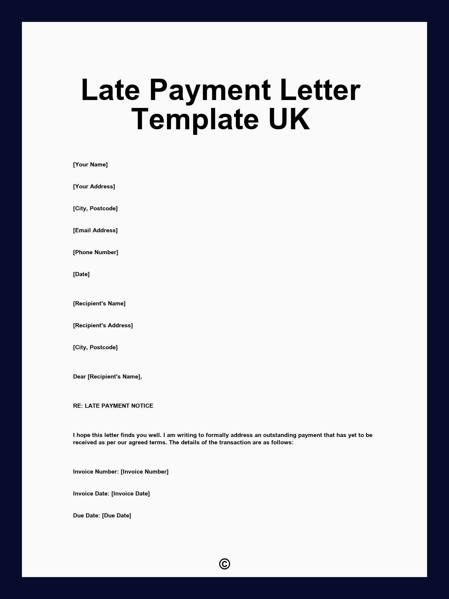 Late Payment Letter Template UK