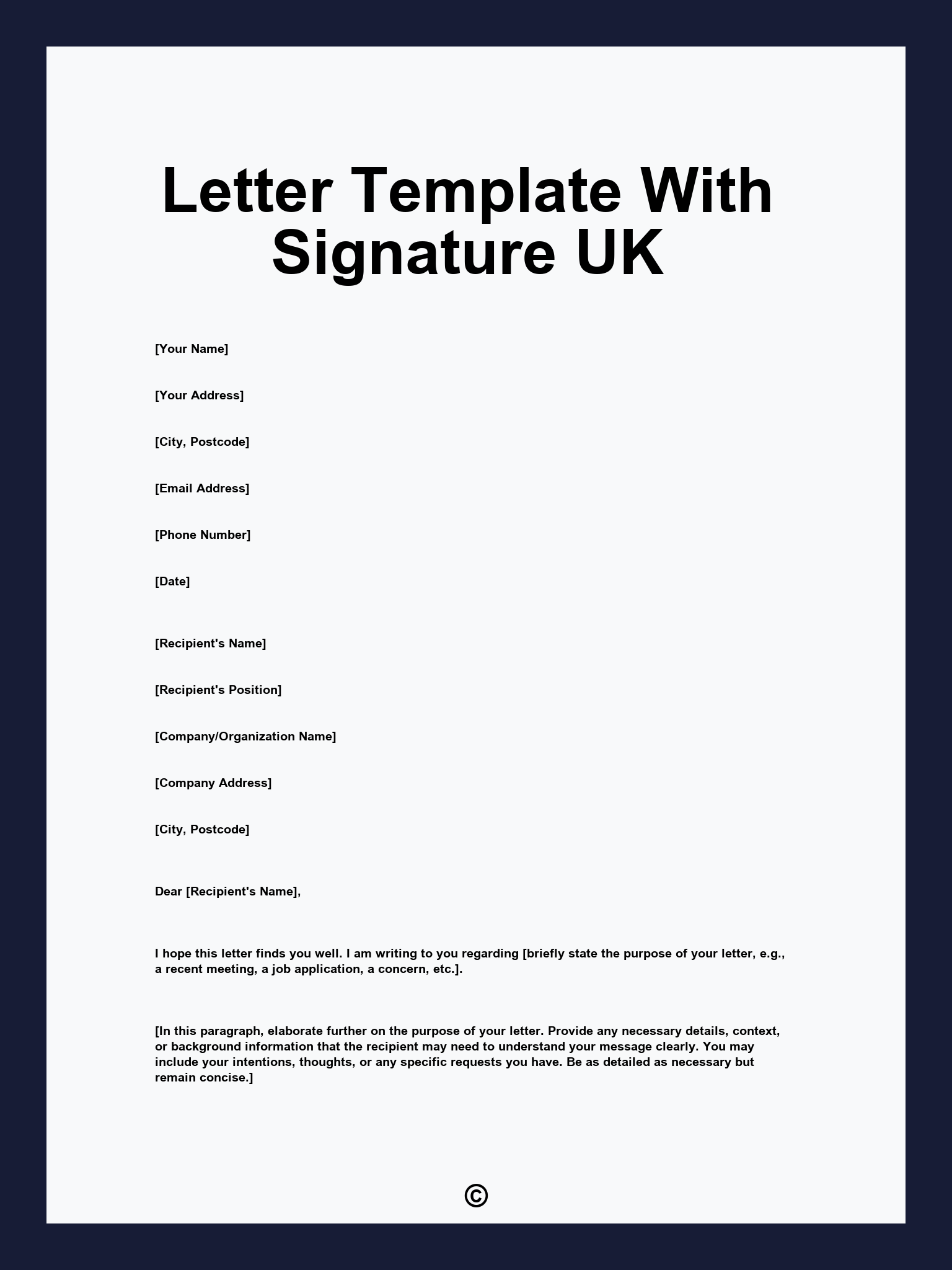 Letter Template With Signature UK