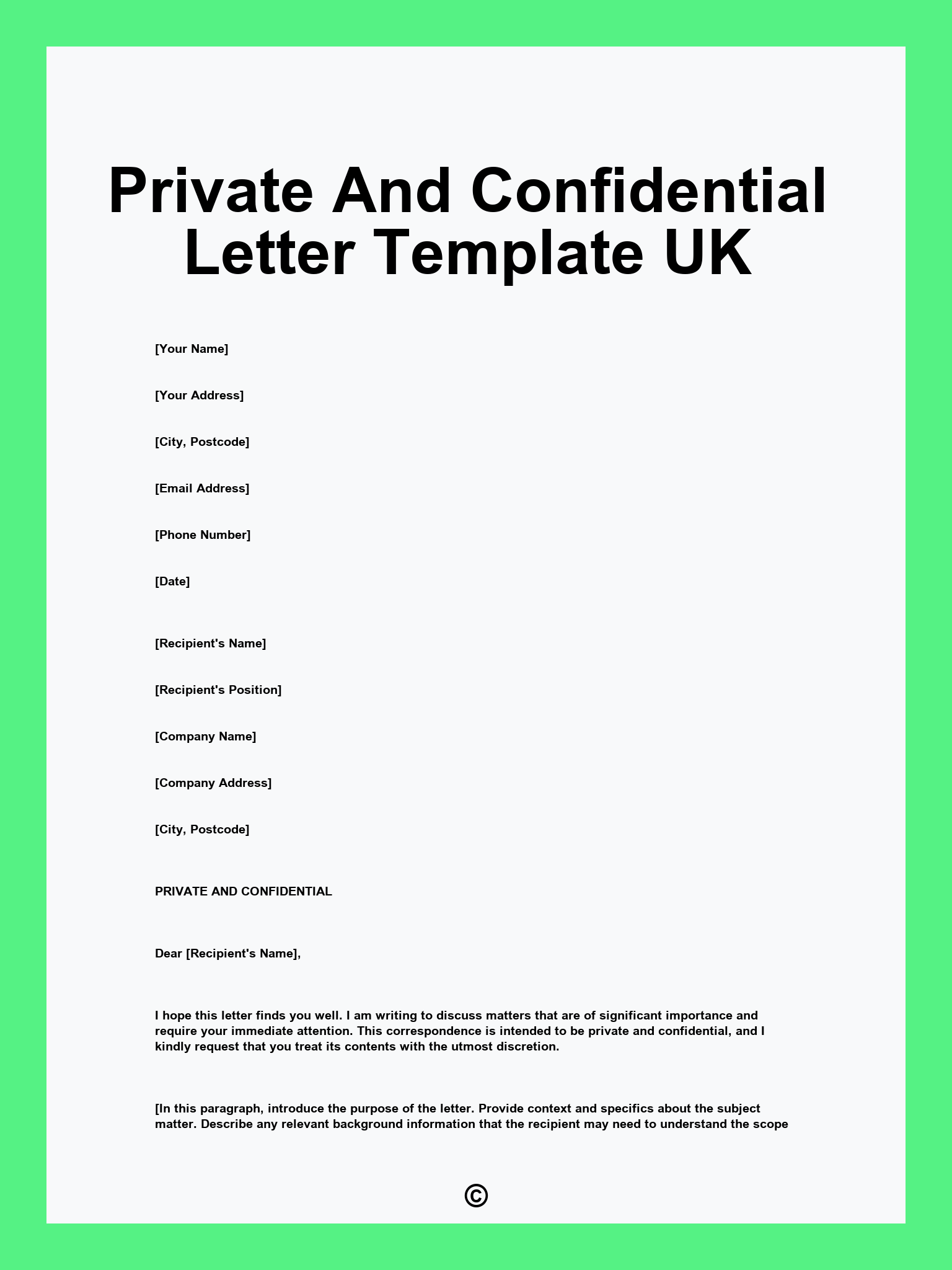 Private And Confidential Letter Template UK