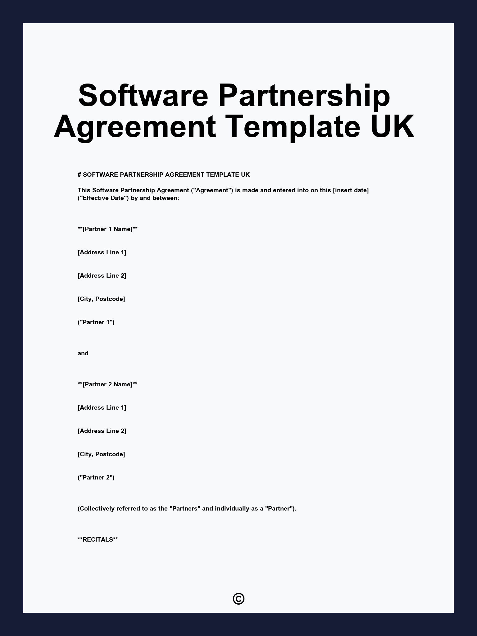 Software Partnership Agreement Template UK